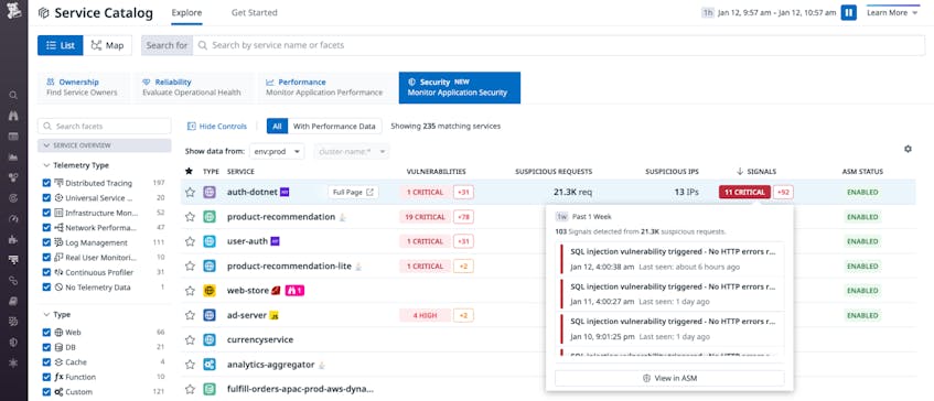 Gain Visibility Into Risks, Vulnerabilities, and Attacks With APM Security View | Datadog