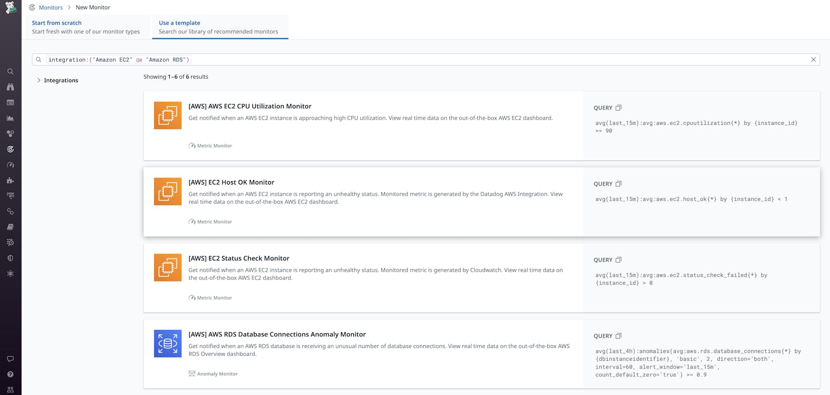 Enable Preconfigured Alerts With Recommended Monitors for AWS | Datadog