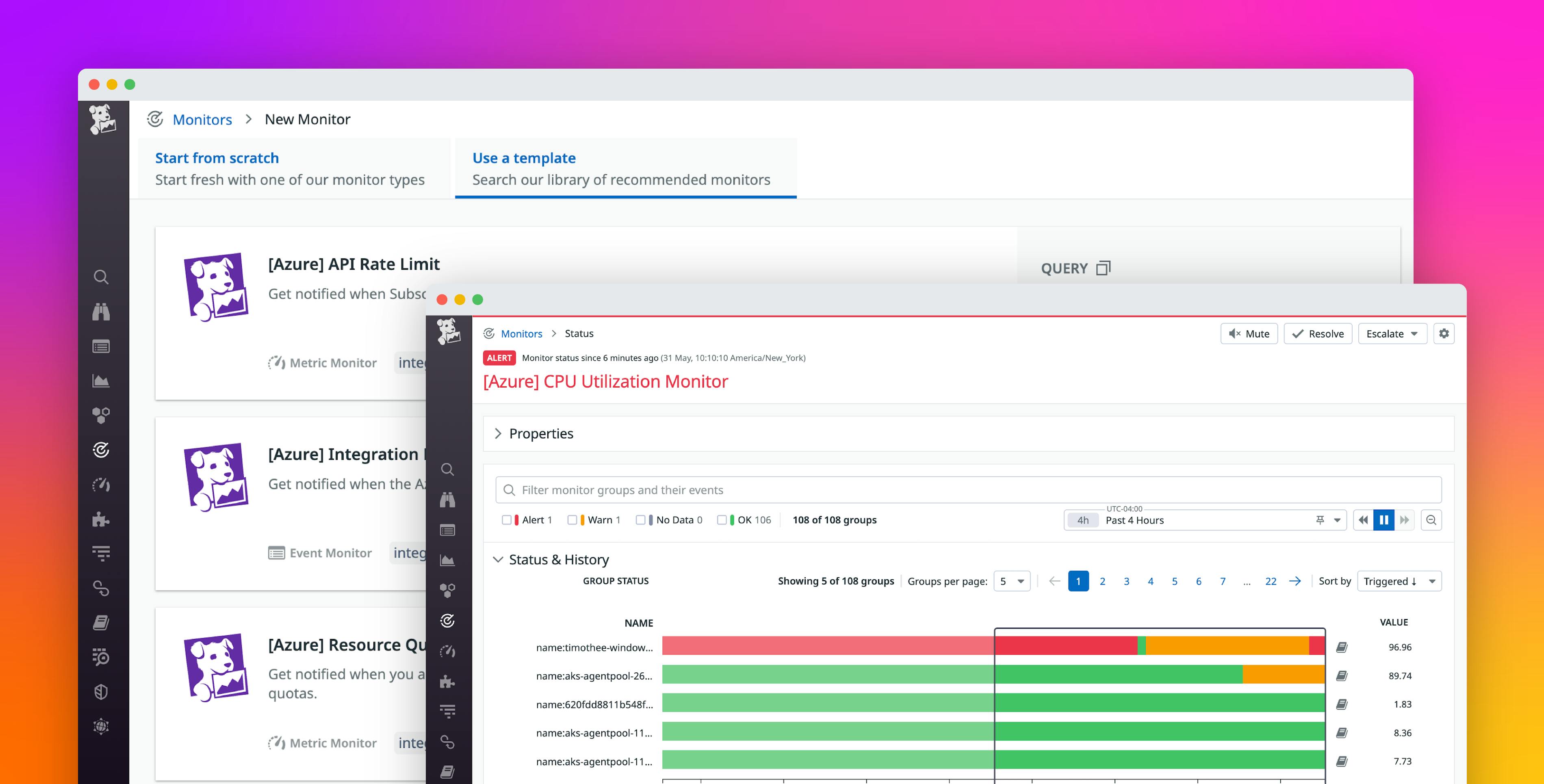 Enable Preconfigured Alerts With Recommended Monitors for Azure | Datadog