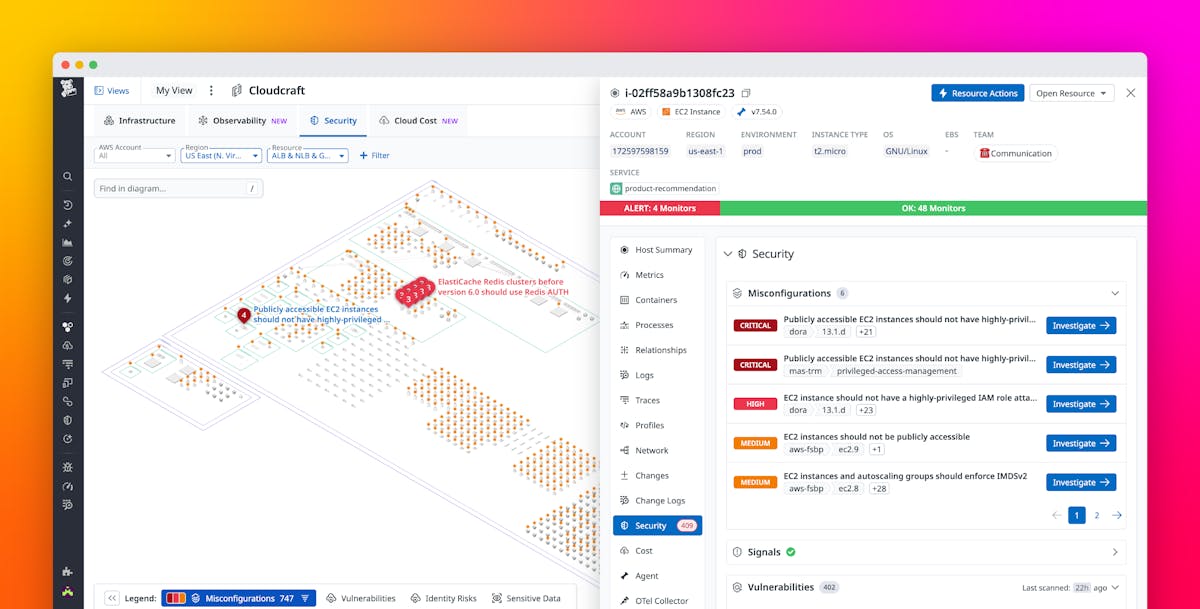 Visually identify and prioritize security risks using Cloudcraft | Datadog