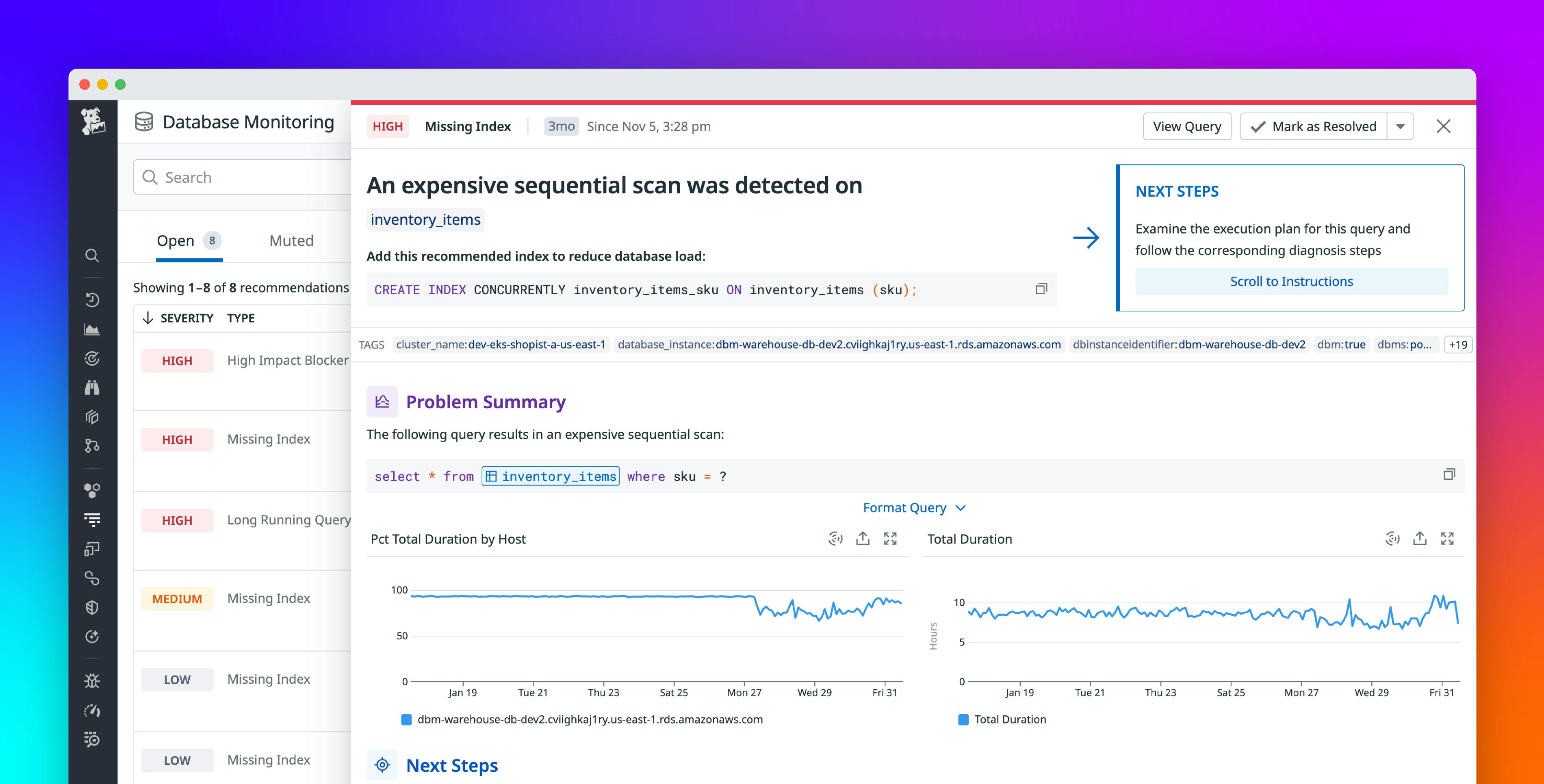 A deep dive into Database Monitoring index recommendations | Datadog