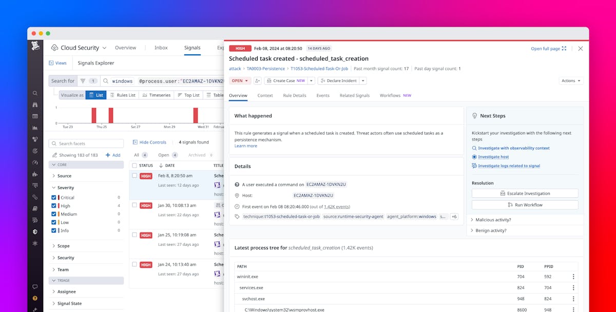 Secure your Windows workloads with Datadog Cloud Security | Datadog