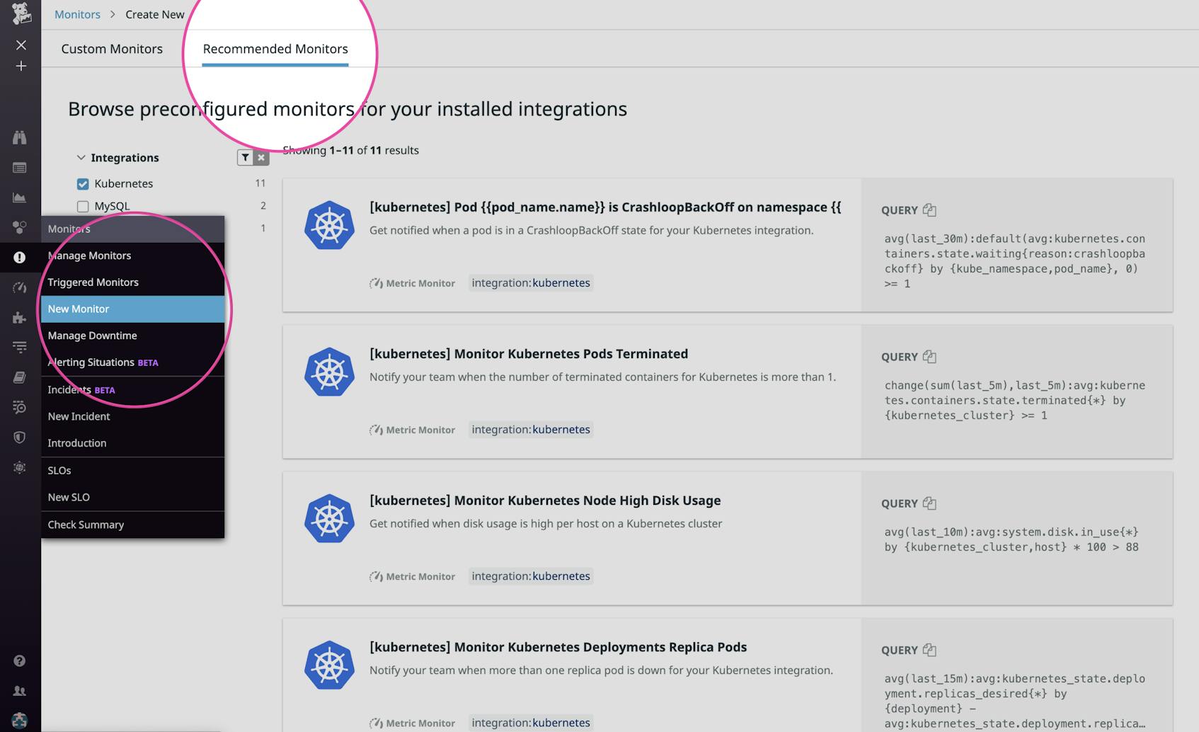 Enable Preconfigured Alerts With Recommended Monitors | Datadog