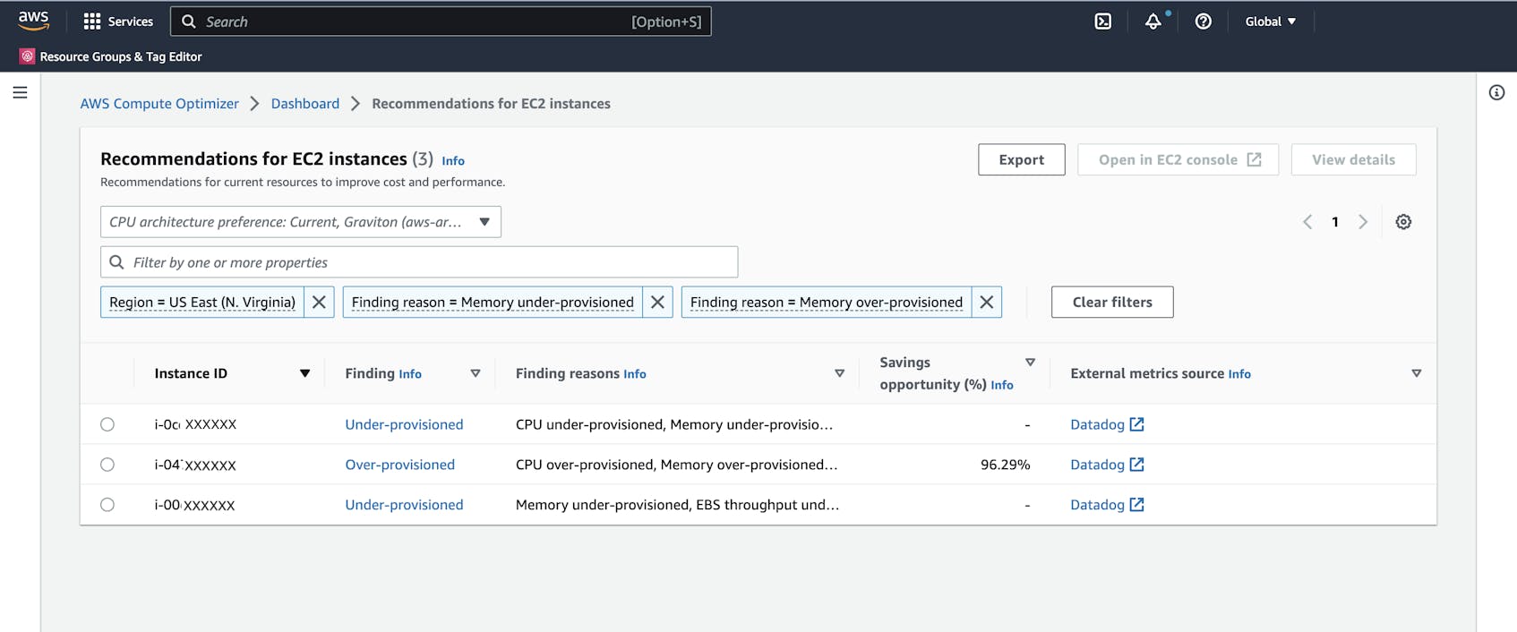 Improve Your EC2 Rightsizing Recommendations With Datadog and AWS Compute Optimizer | Datadog