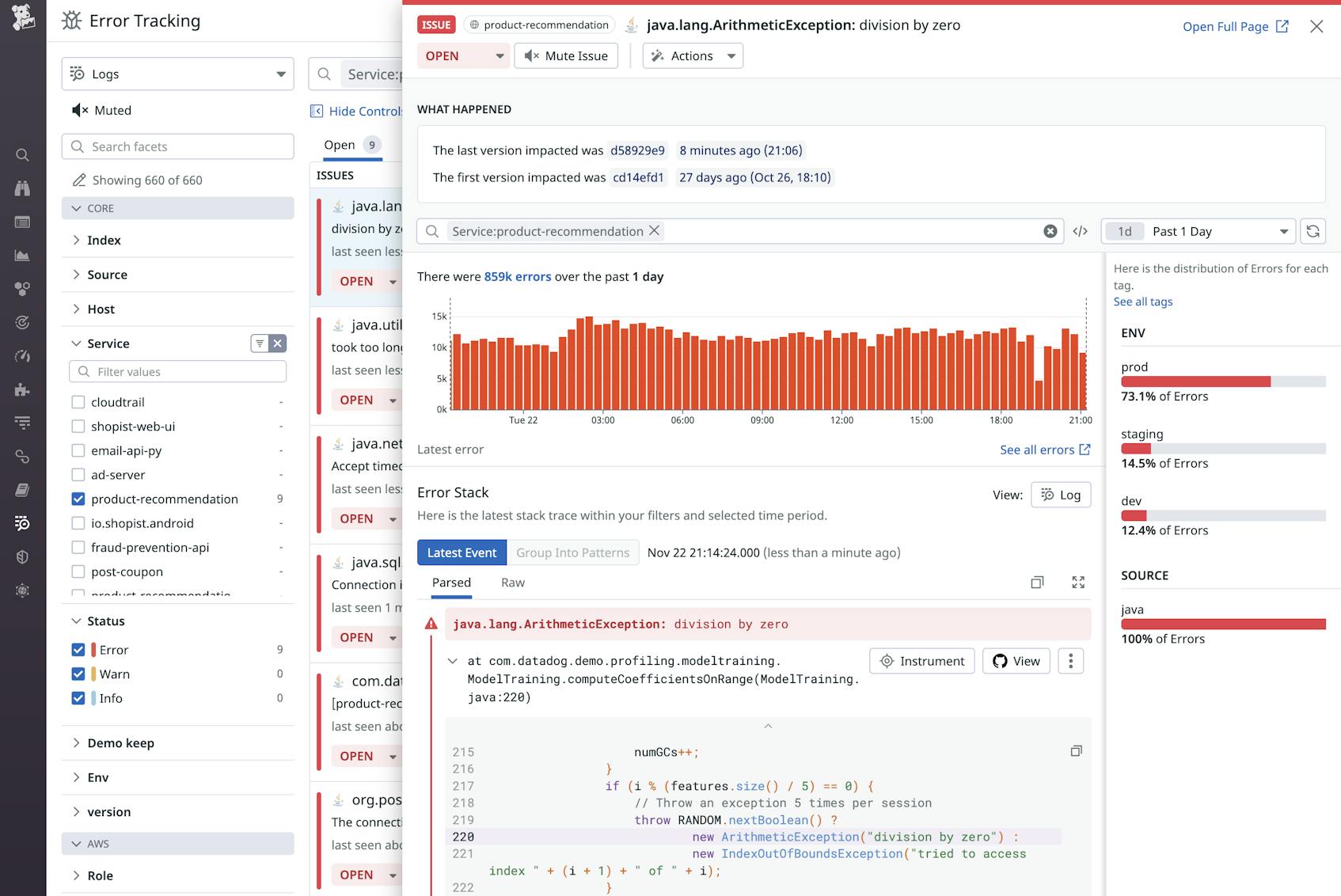 Track and Triage Errors in Your Logs With Datadog Error Tracking | Datadog