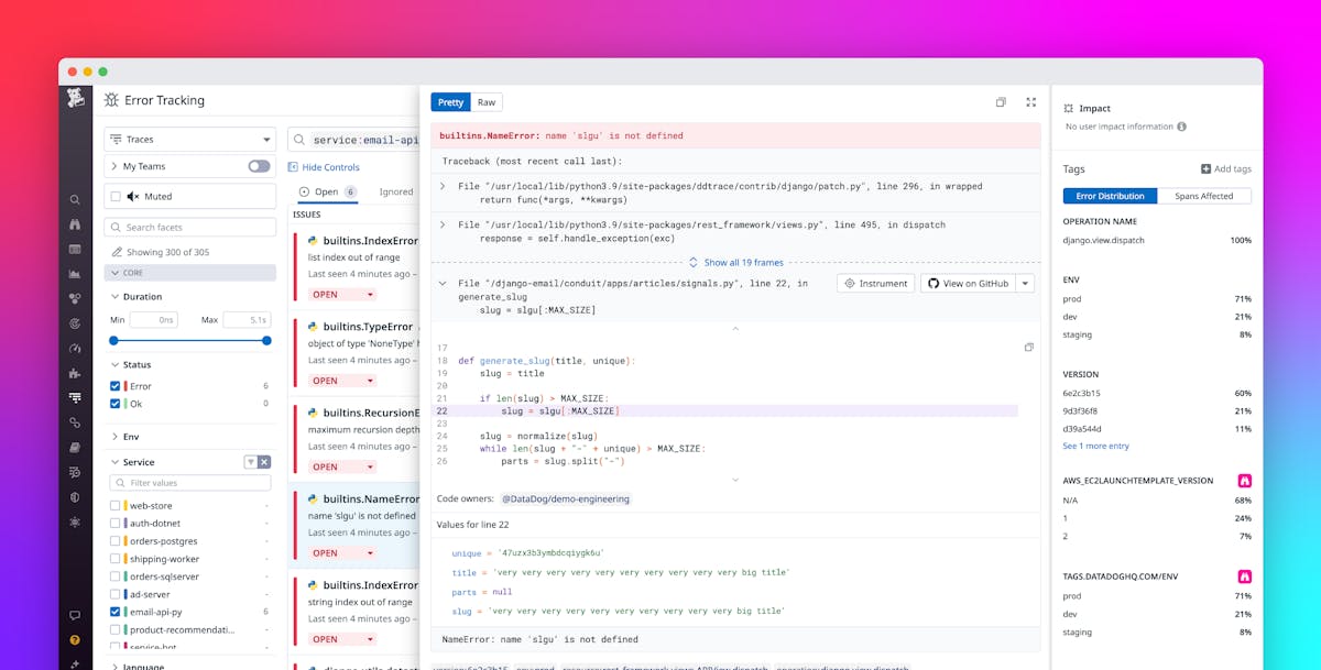 Simplify Production Debugging With Datadog Exception Replay | Datadog