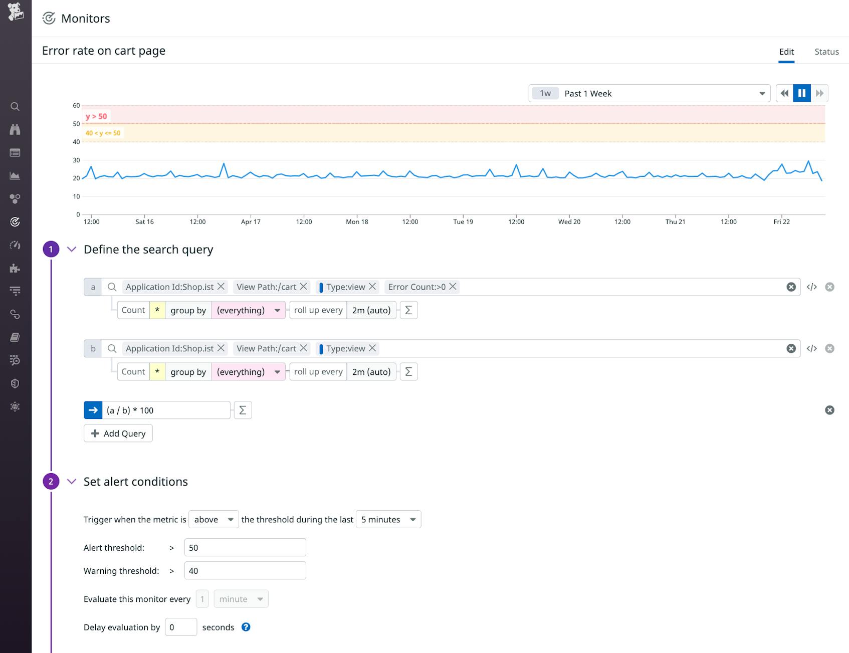 Use Formulas and Functions in RUM Monitors for High-Value Alerts | Datadog
