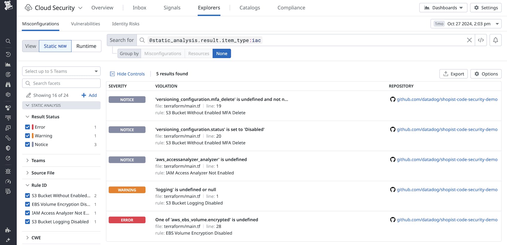 Secure Your Cloud Environment From End to End With Datadog Infrastructure-as-Code Security | Datadog