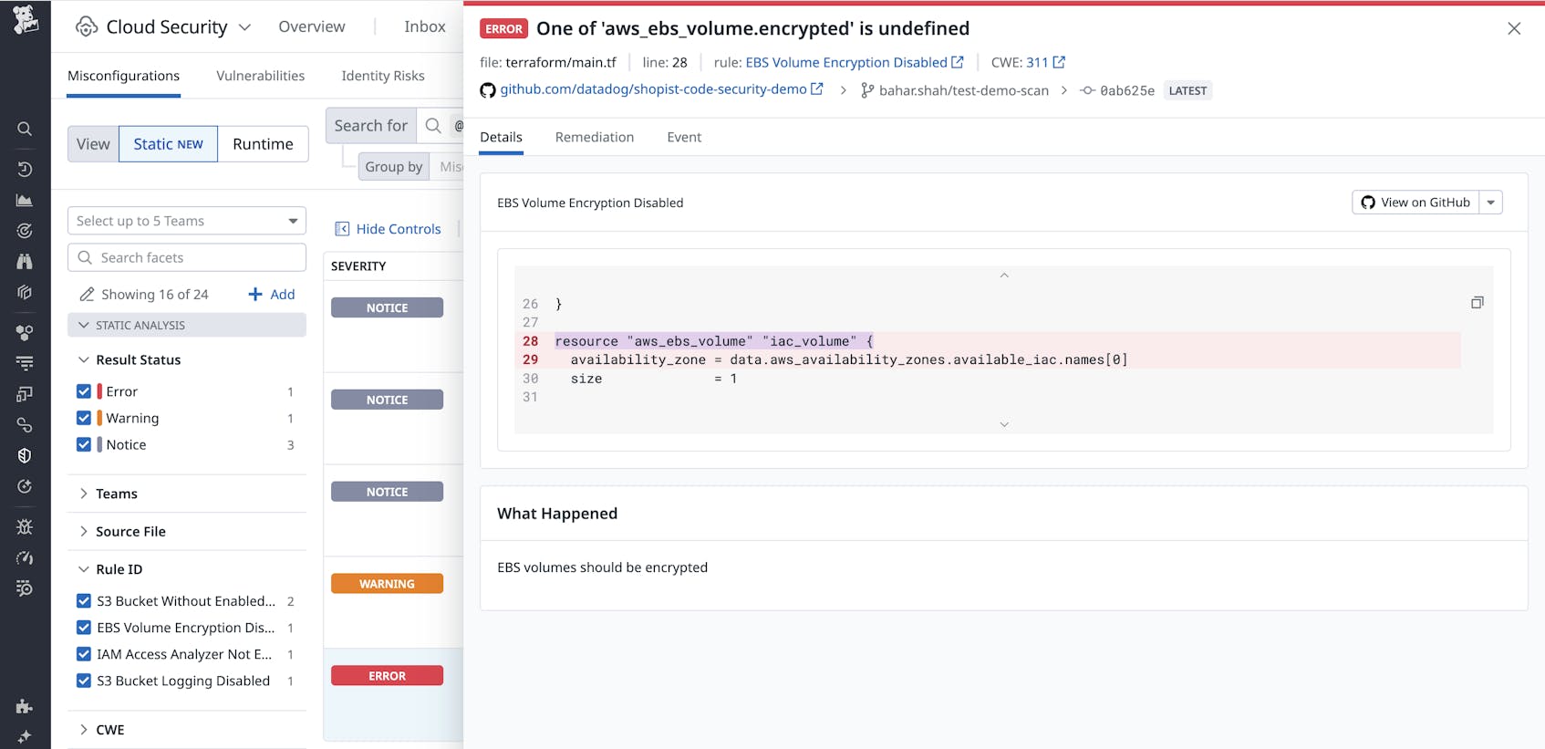 Secure Your Cloud Environment From End to End With Datadog Infrastructure-as-Code Security | Datadog