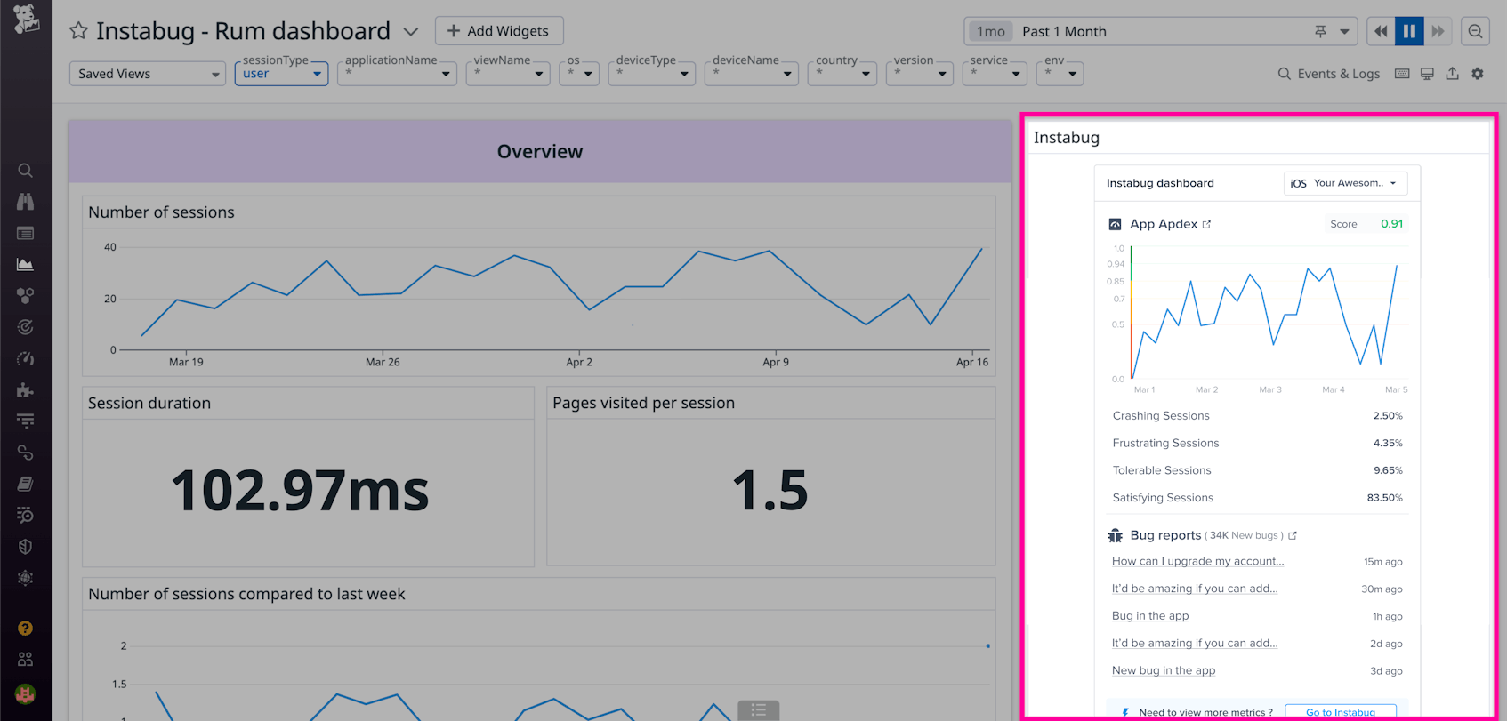 Leverage User Context to Debug Mobile Performance Issues With the Instabug Datadog Marketplace ...