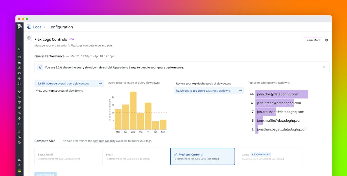 Monitor and optimize your Flex Logs compute usage | Datadog