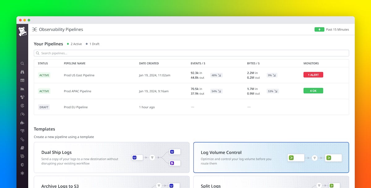 Control your log volumes with Datadog Observability Pipelines | Datadog
