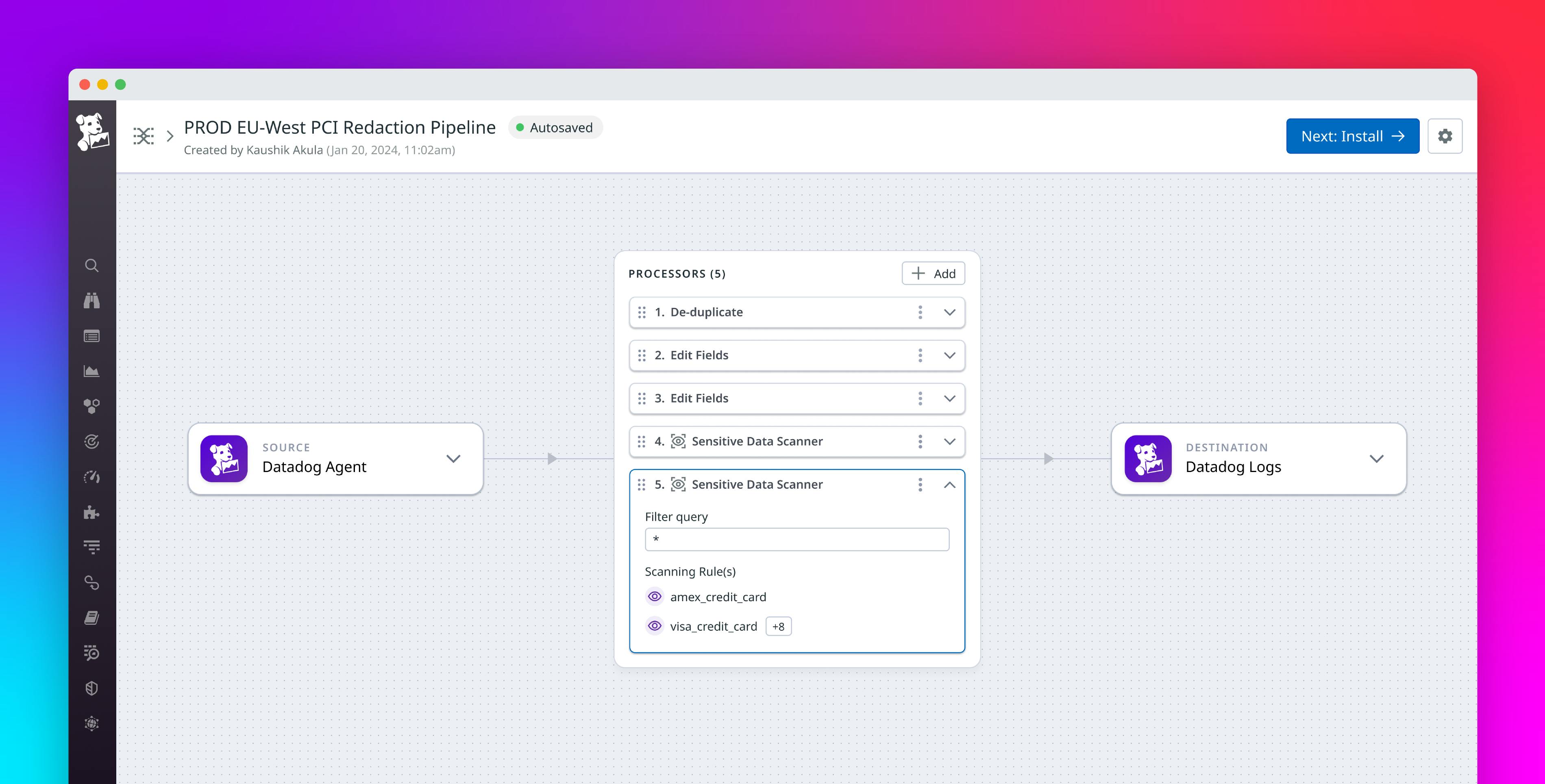 Redact Sensitive Data From Your Logs On-Prem by Using Observability Pipelines | Datadog