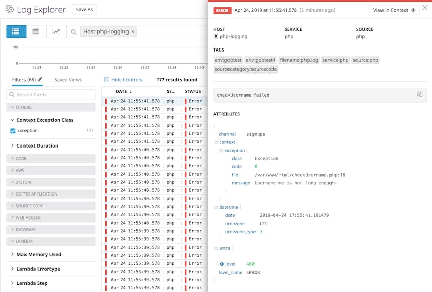 PHP Logging: How to Collect, Customize, and Analyze PHP Logs | Datadog