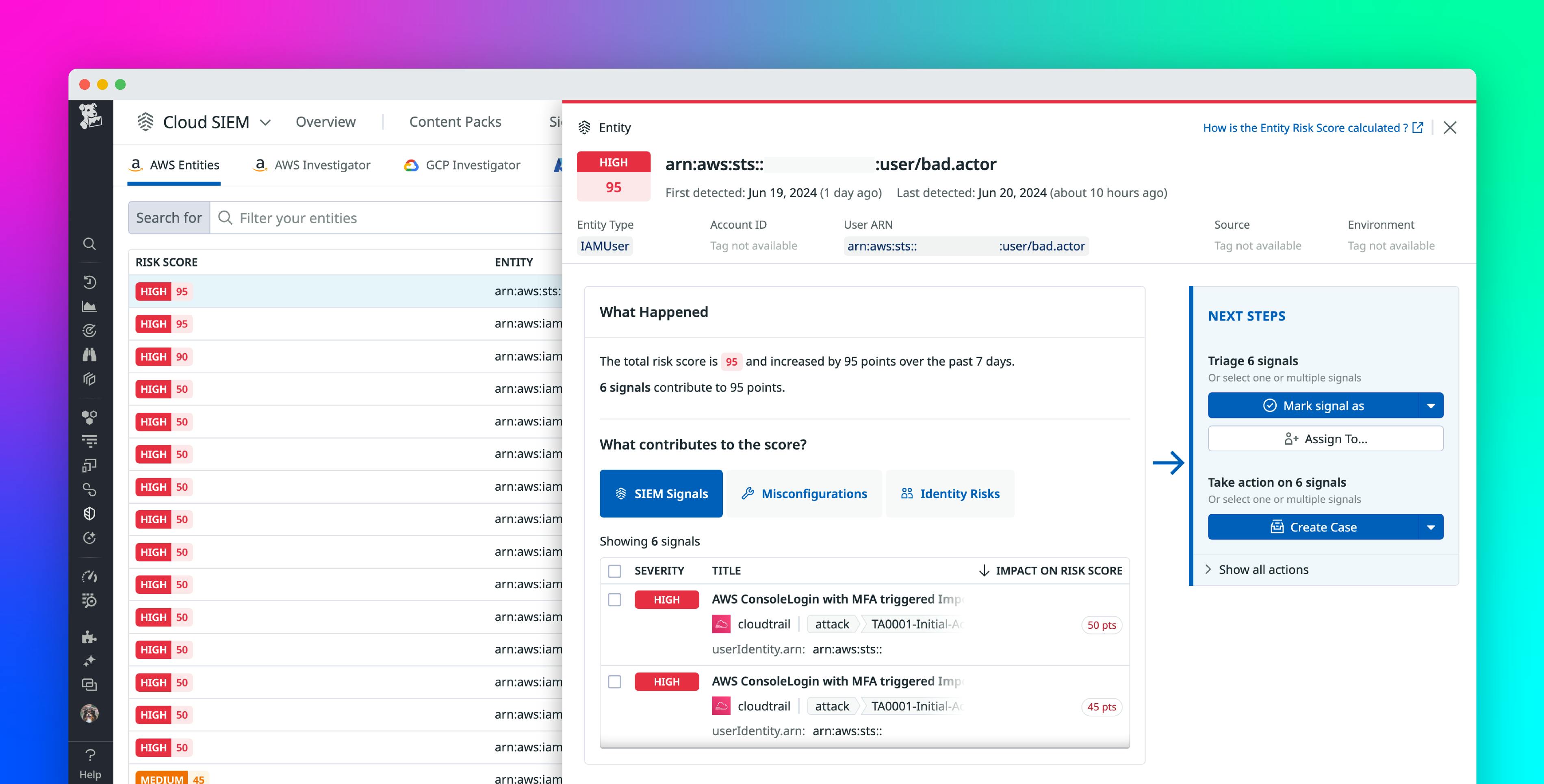 Accelerate Investigations With Datadog Cloud SIEM Risk-Based Insights and AWS Entity Analytics ...