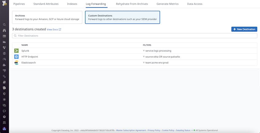 Route Logs to Third-Party Systems With Datadog Log Forwarding | Datadog