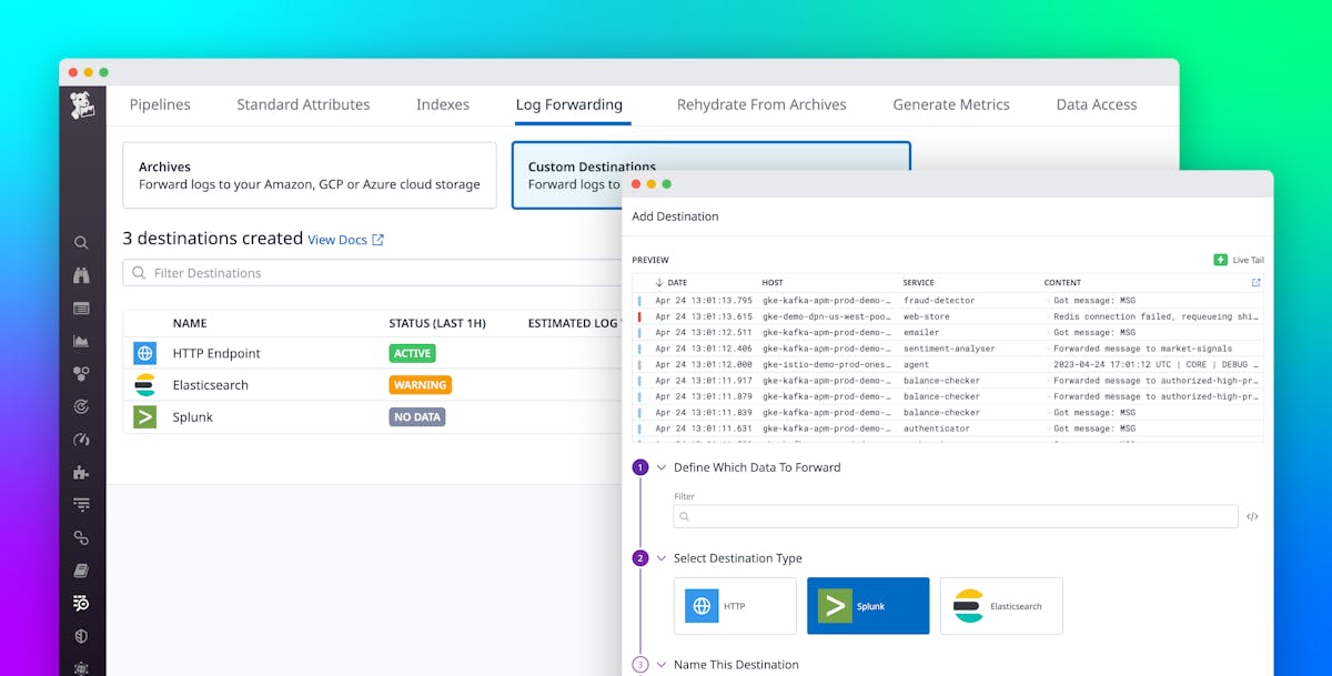 Route logs to third-party systems with Datadog Log Forwarding | Datadog