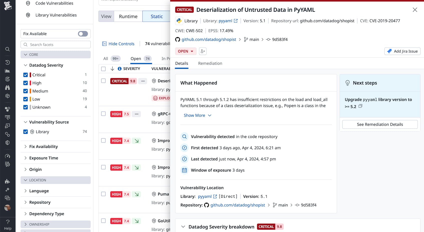 Prioritize Vulnerability Remediation With Datadog SCA | Datadog