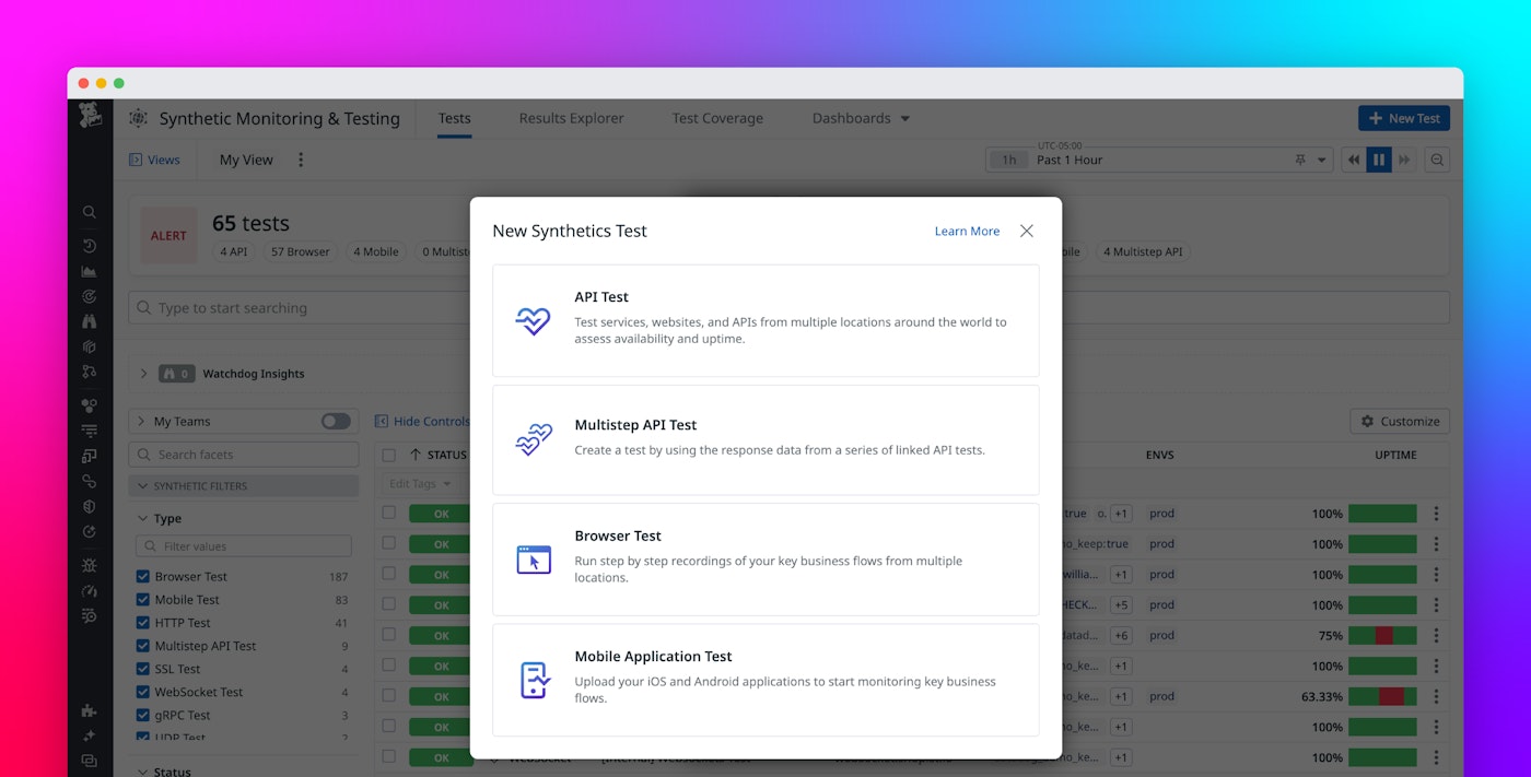 Start Monitoring User Experiences Faster With Simplified Test Creation