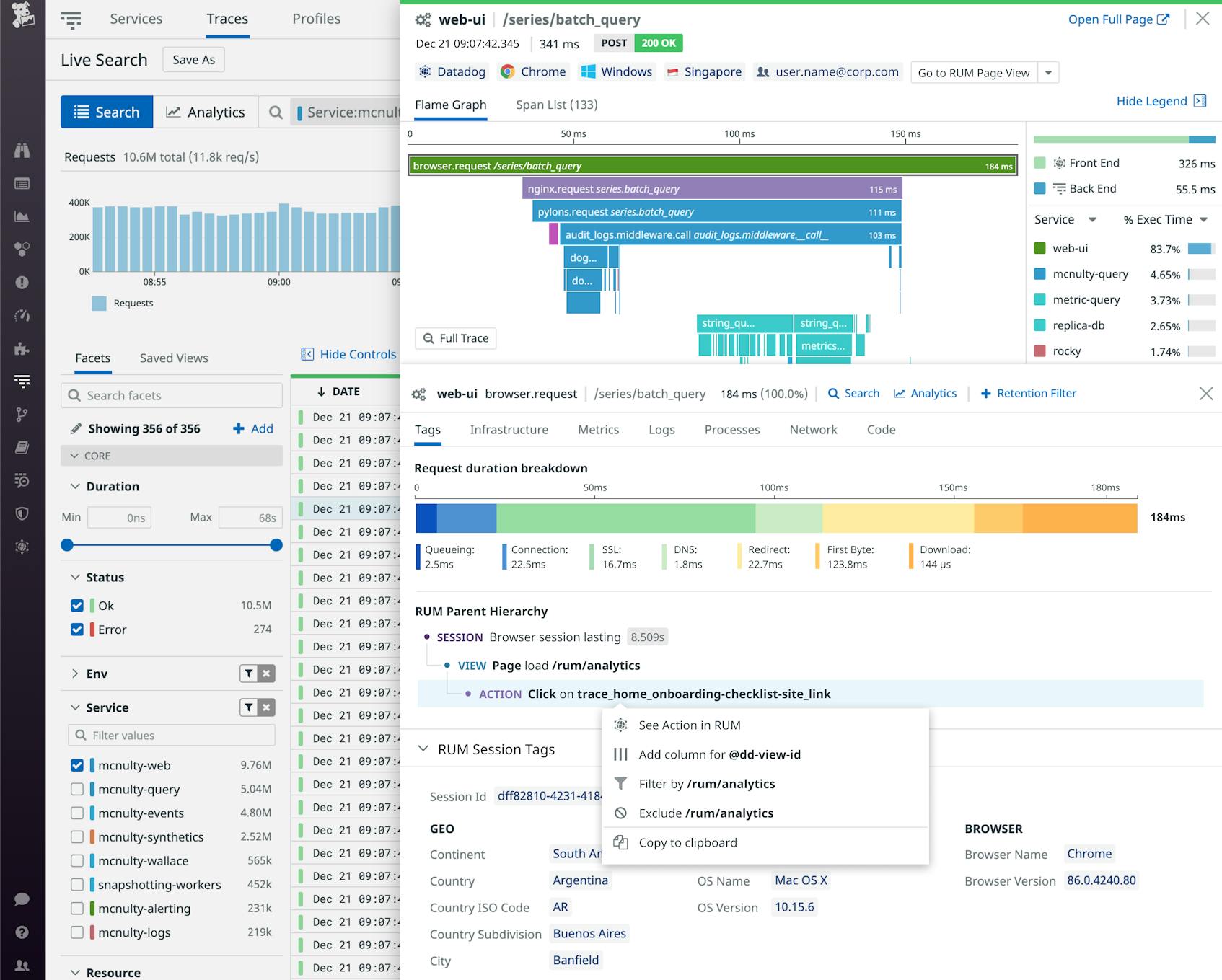 Unify APM and RUM Data for Full-Stack Visibility | Datadog