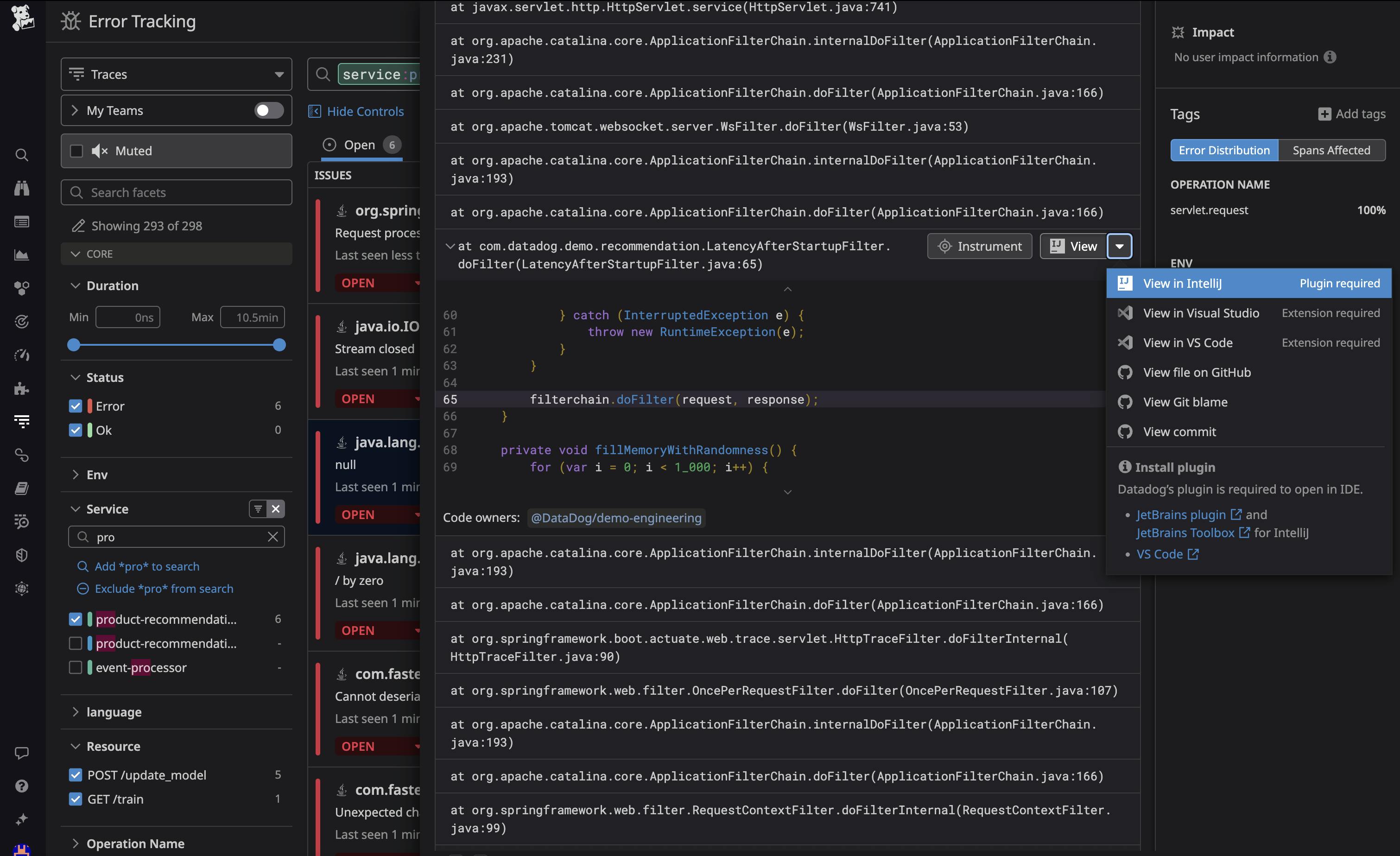 IDE (Integrated Development Environment) Plugins | Datadog | Datadog