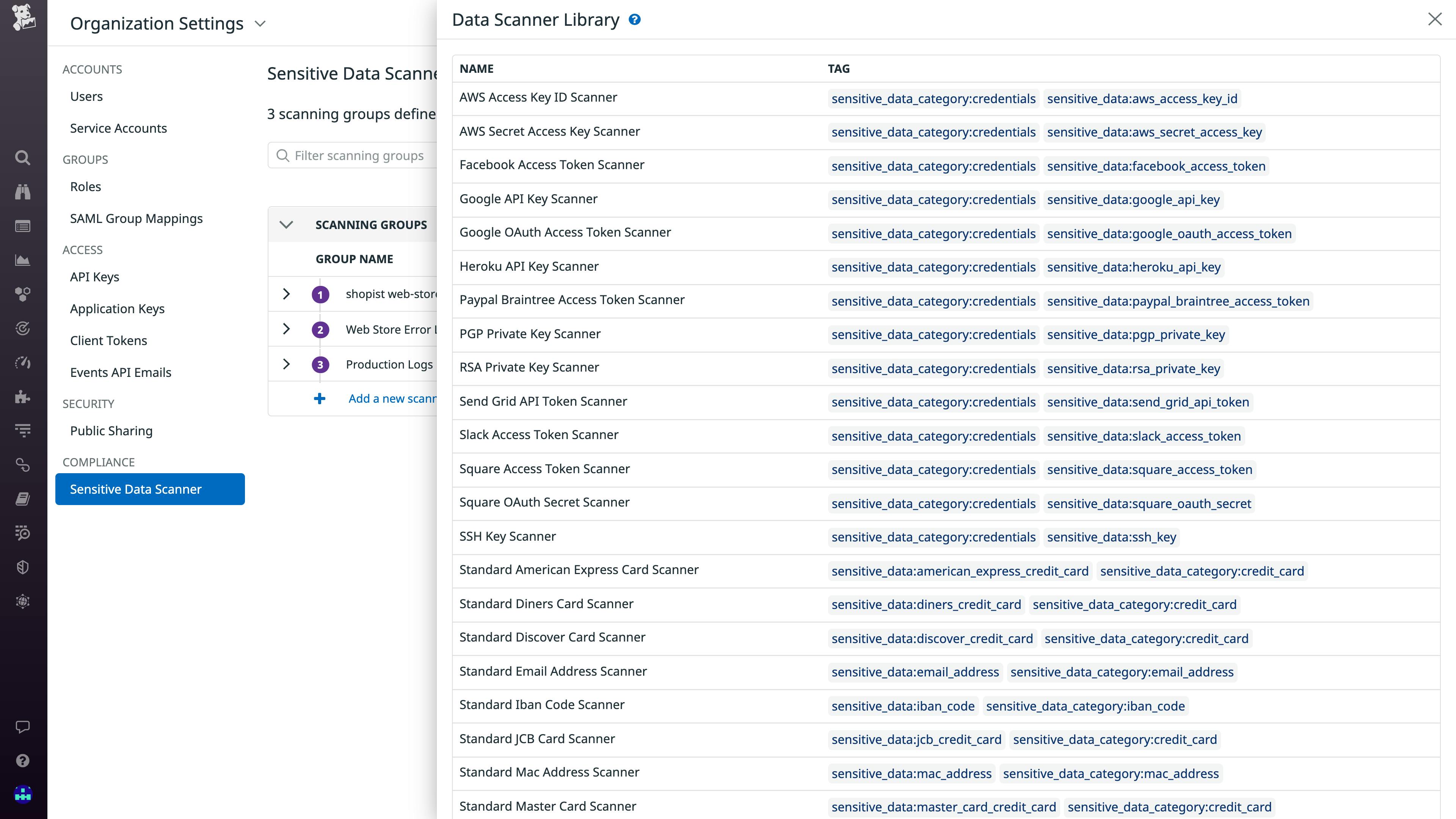Sensitive Data Scanner | Datadog